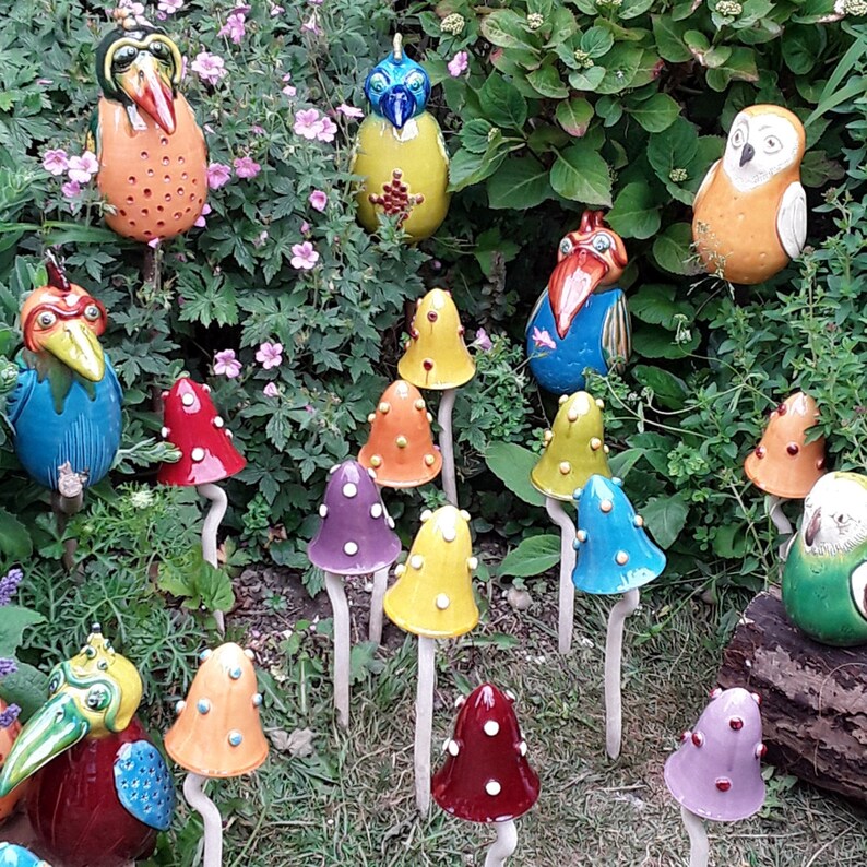 Ceramic Mushroom Handmade Garden Decoration Toadstool Red - Etsy