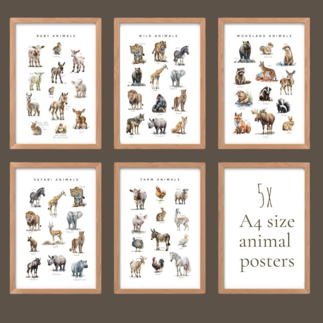 Printable Homeschool Animal Posters, Wild & Baby Animals (PDF A4 Size ...