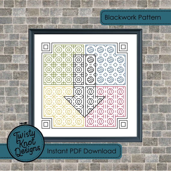 Avatar: The Last Airbender Inspired Blackwork Pattern | Etsy