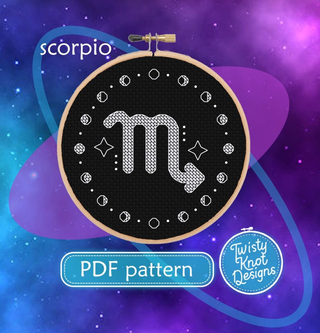 Scorpio Zodiac Sign Blackwork Embroidery Pattern - Etsy