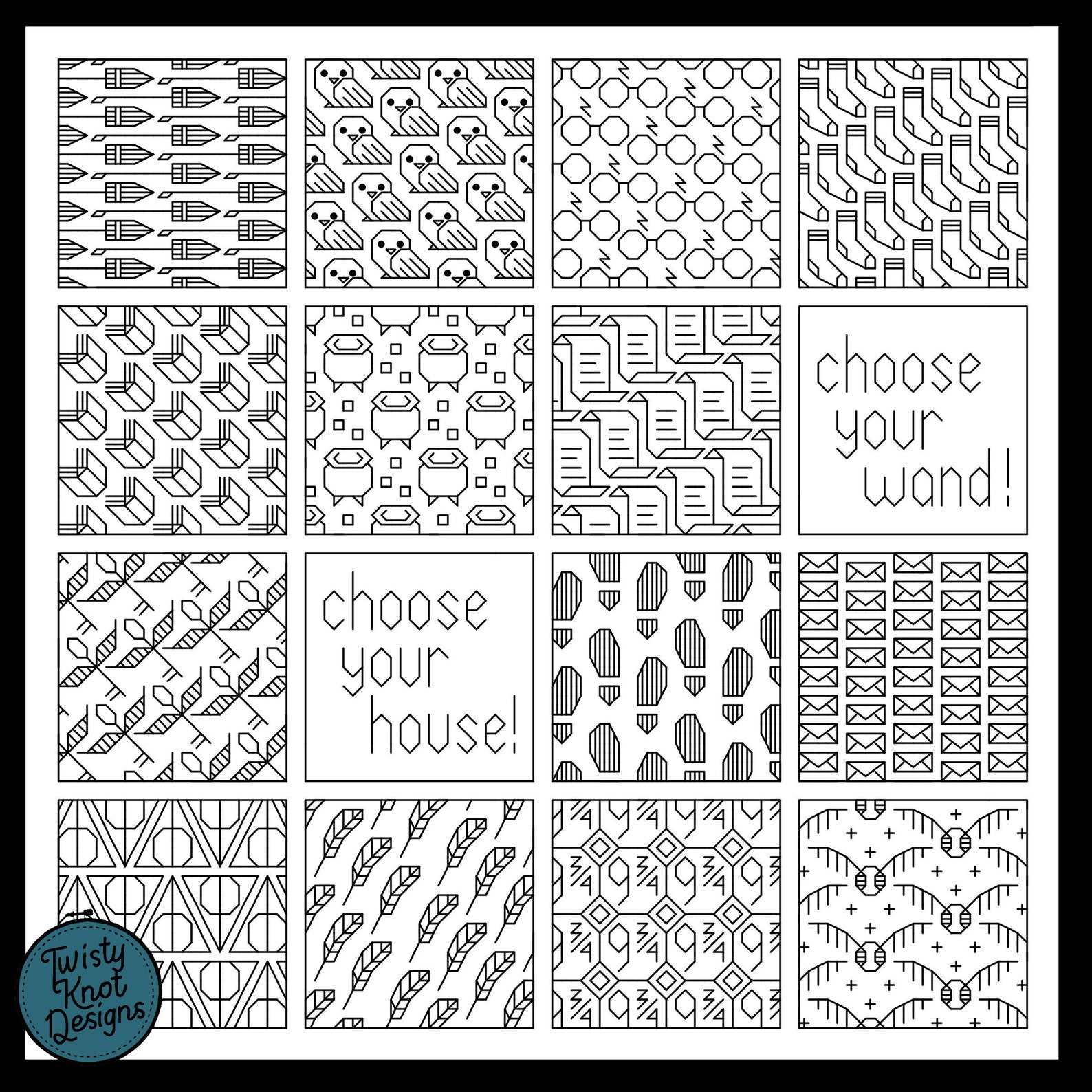 British Wizard School Inspired Blackwork Fill Patterns - Etsy