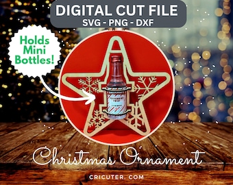 Liquor Bottle Christmas Ornament SVG – Laser Cut Alcohol Gift (PNG DXF ...