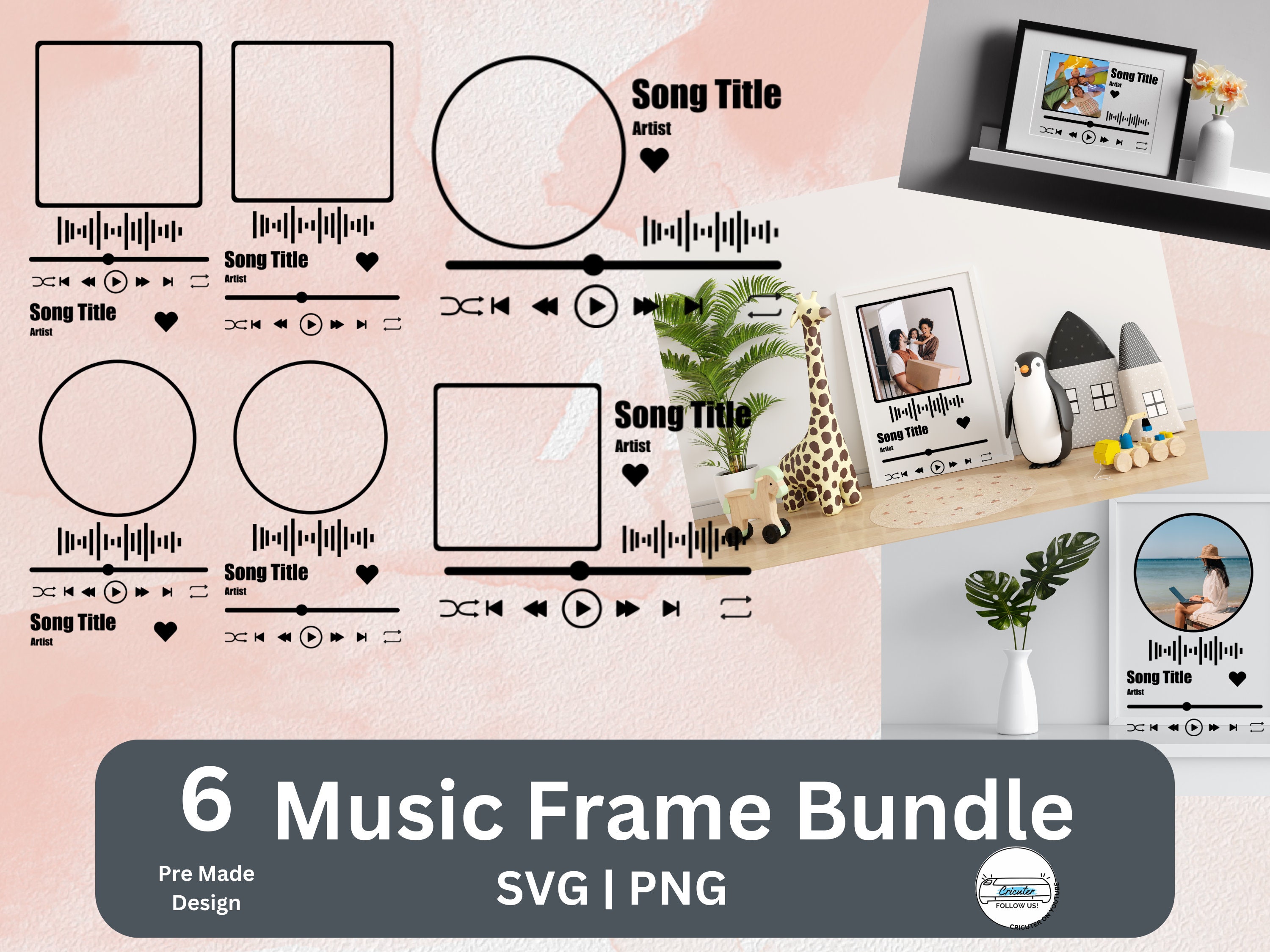Musical Harmony SVG Bundle: 6 Unique Music Player Designs - Digital ...