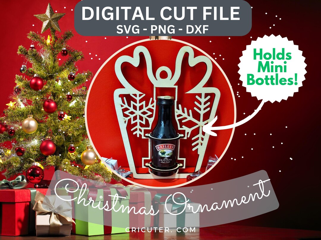 Liquor Bottle Christmas Ornament SVG – Laser Cut Gift Box Design ...
