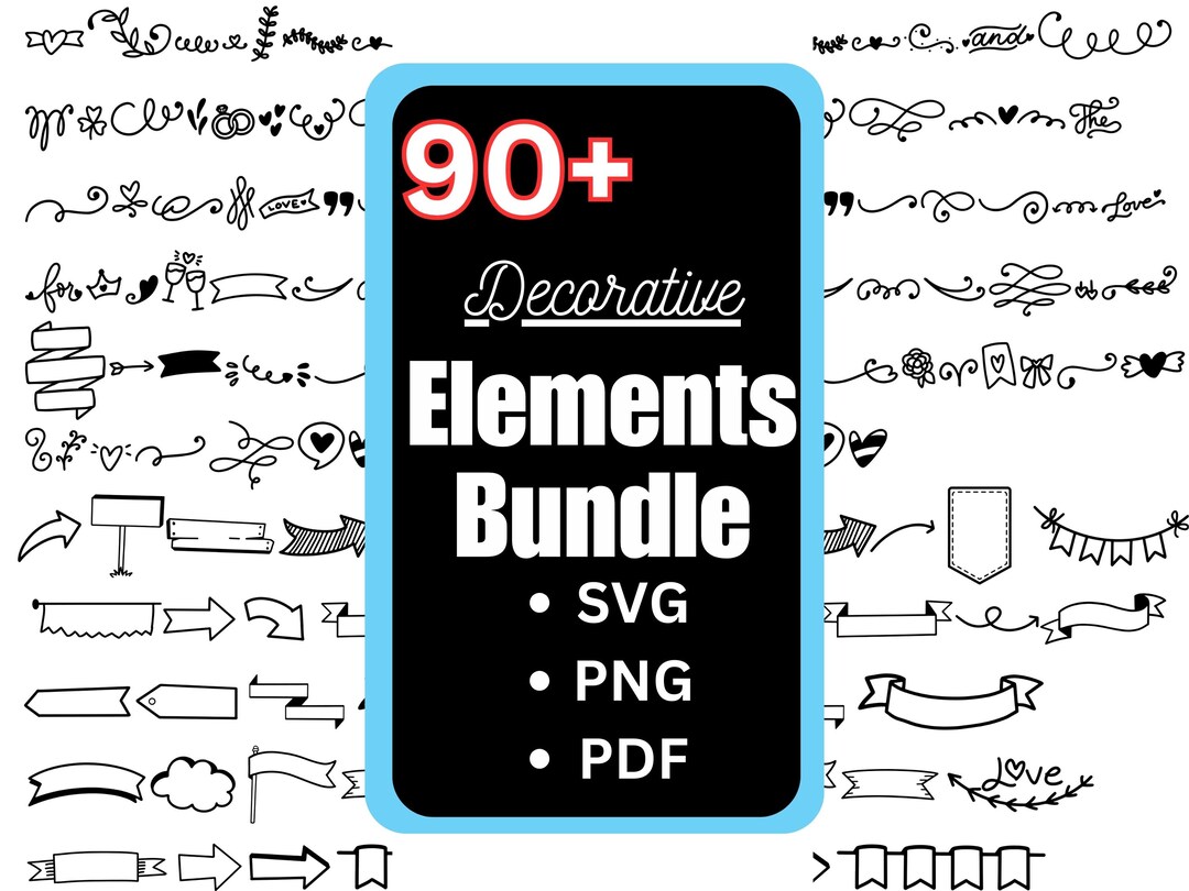 90+ Decorative Element SVG Bundle| PNG SVG Pdf - Etsy