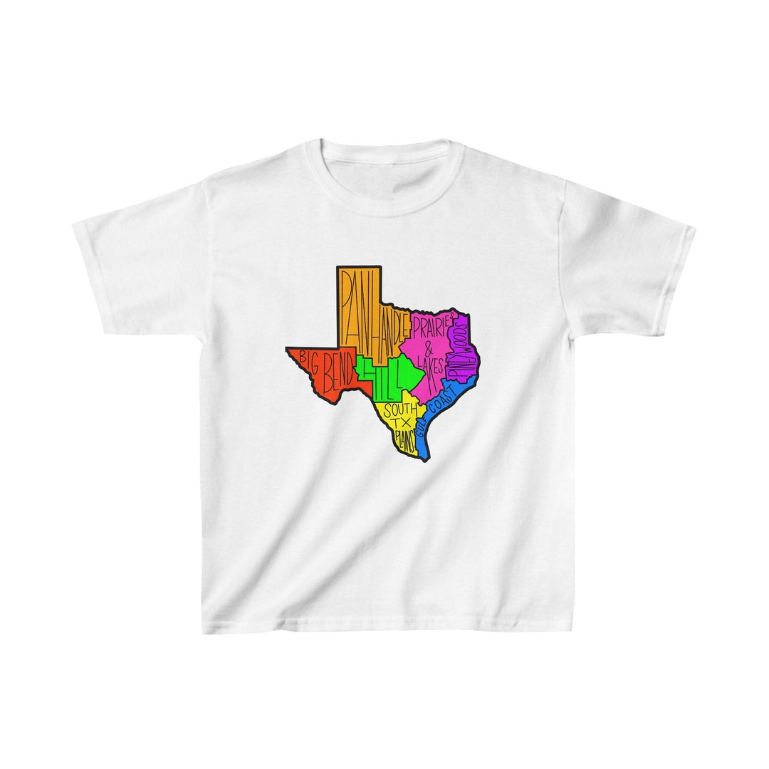 Regions of Texas Kids Tee - Etsy