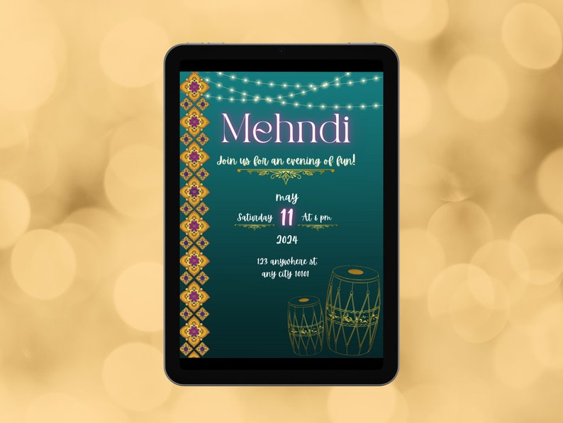 Mehndi Digital Invitation, Indian Weddings, Pakistani Weddings, Digital ...