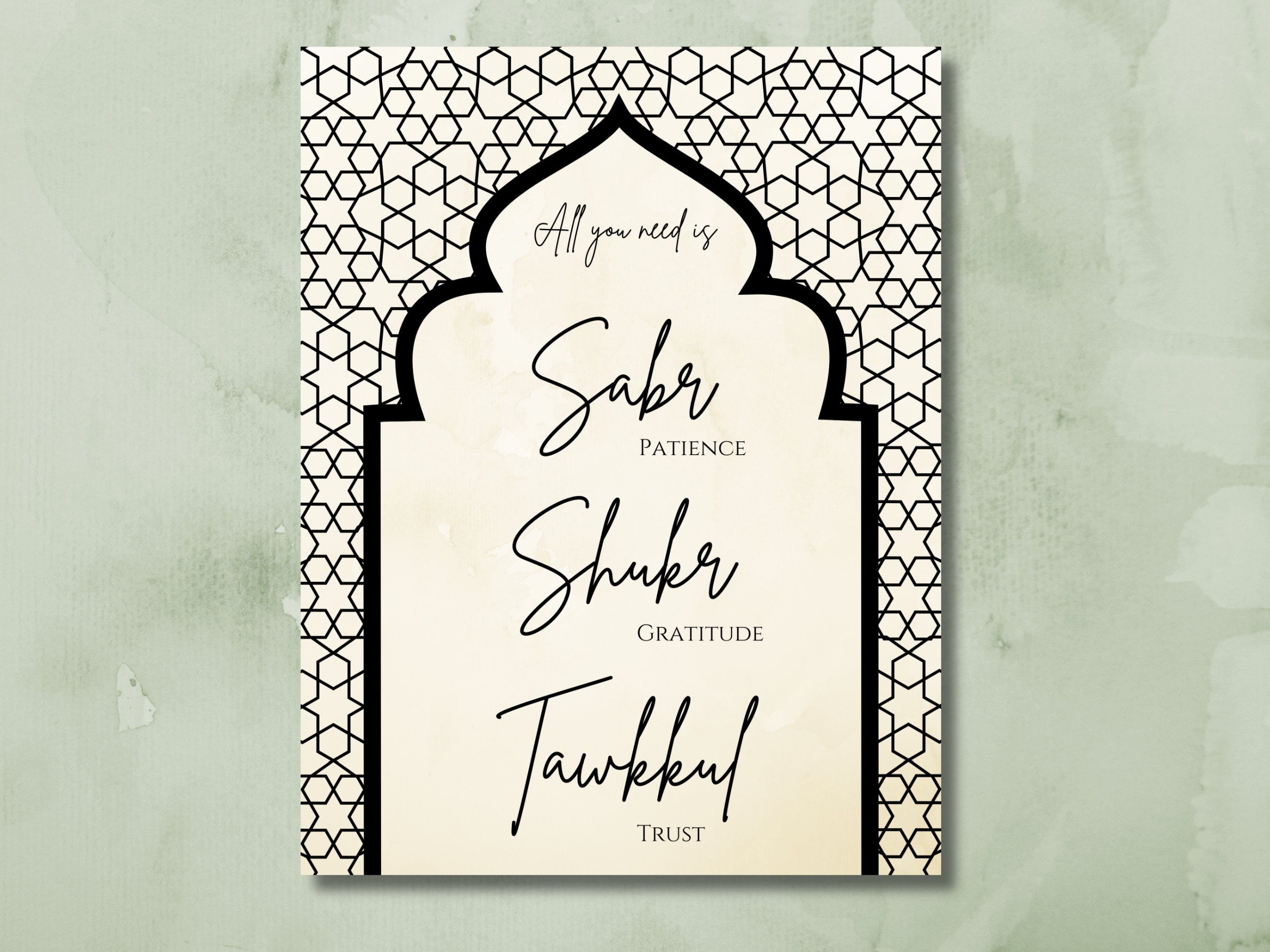 Sabr, Shukr, Tawakkul, Poster, Islamic Wall Art, Islamic Printable ...
