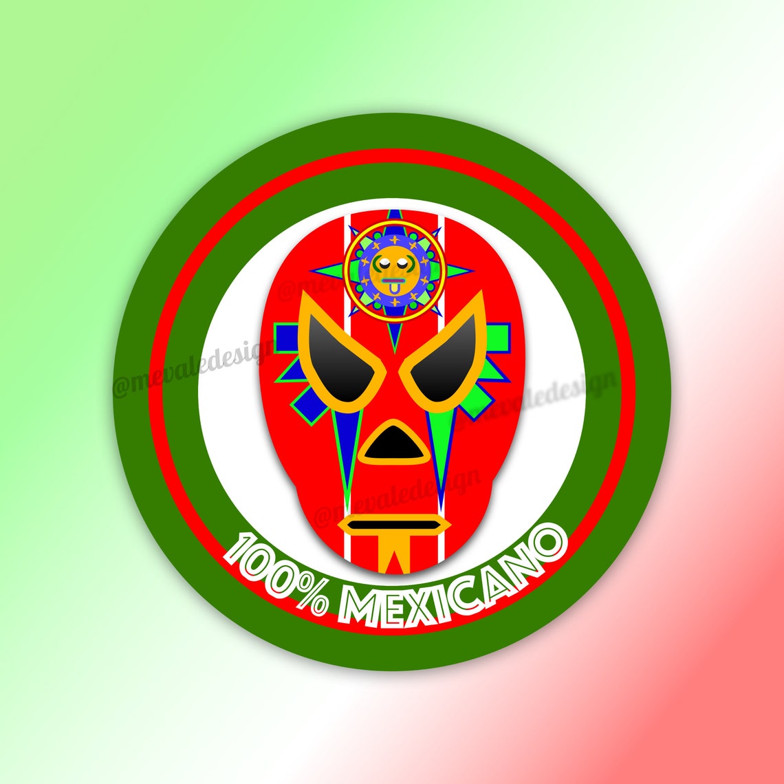100% Mexicano Luchador Luchador Sticker Mexico Laptop Sticker Mexican ...