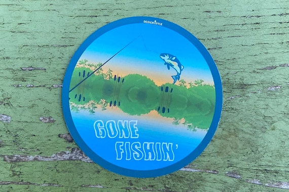 Gone Fishin' Sticker Laptop Stickers Hydroflask | Etsy