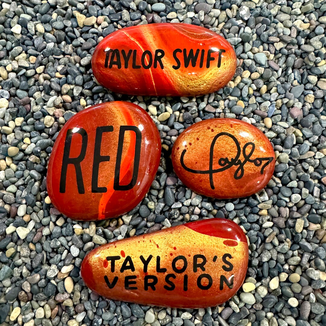 TS Red Set of 4 Hand Painted Rocks - Etsy