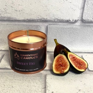 Sweet Fig Scented Candle, Soy Wax, Tin Container Candle, Fruit Scented ...