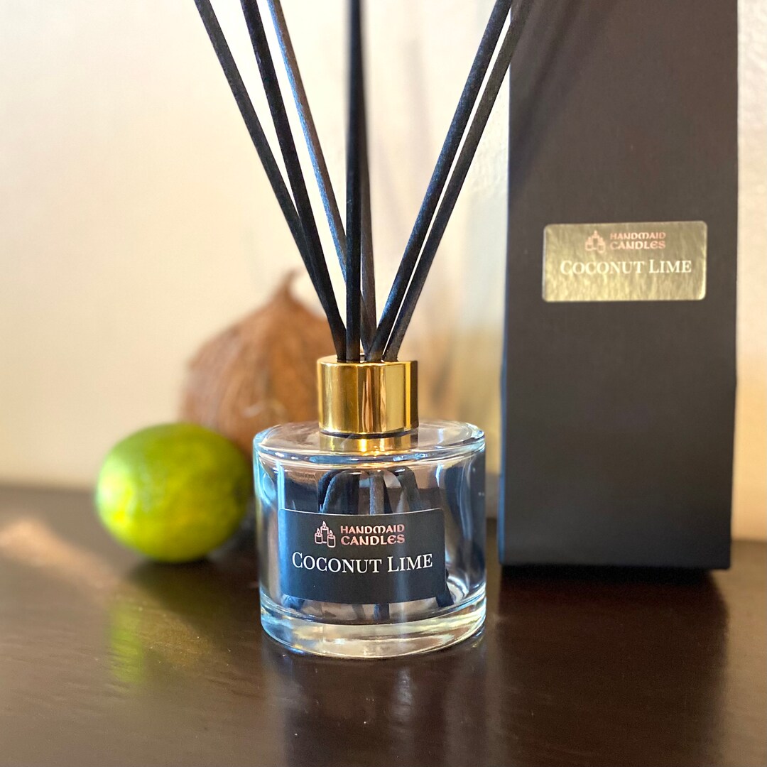 Diffuseur de roseau noix de coco et citron vert, diffuseur de roseau parfumé d'été, cadeau d ...