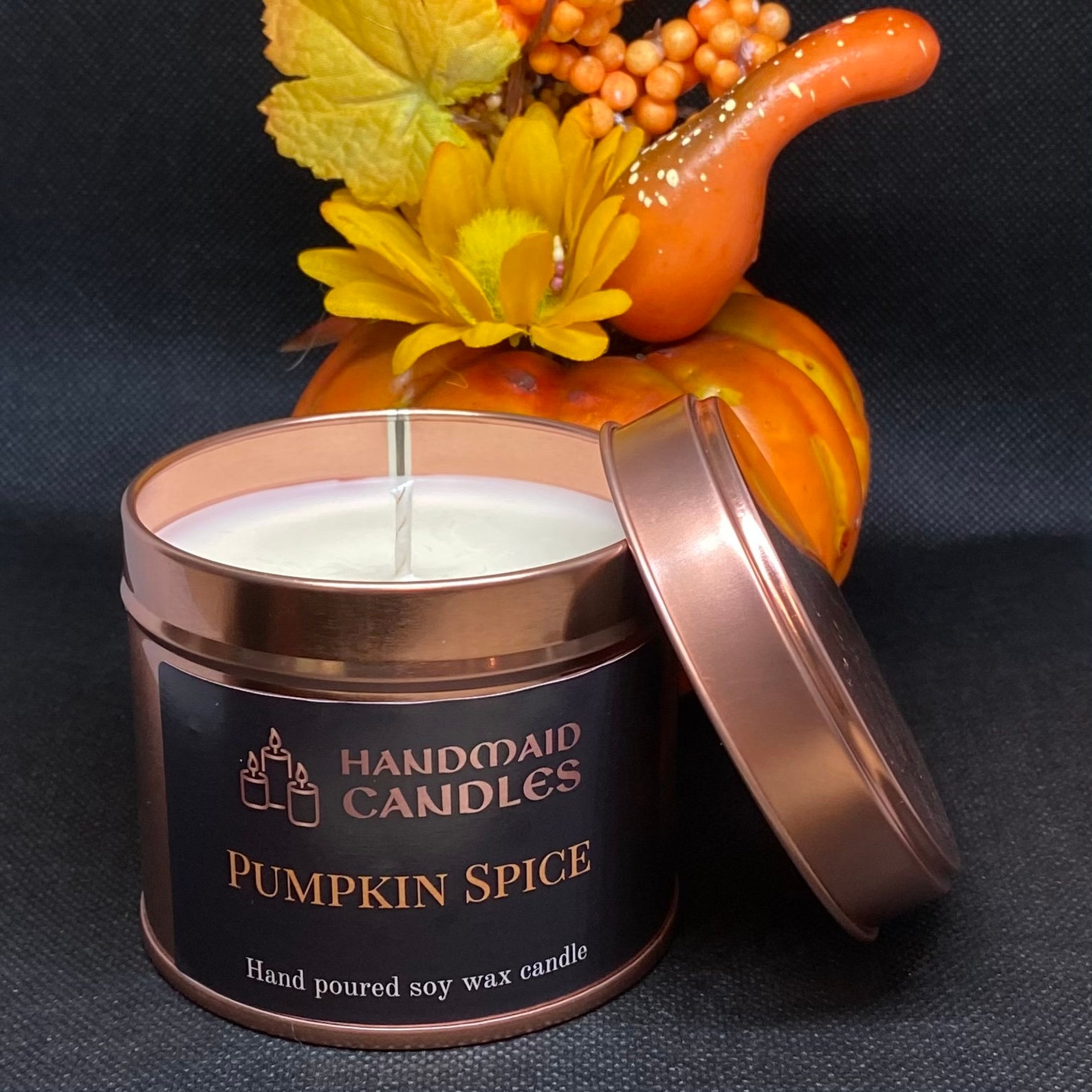 Pumpkin Spice Scented Candle. Handmade Soy Wax Candle Tin | Etsy