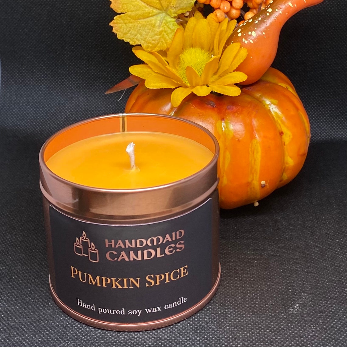 Pumpkin Spice Scented Candle. Handmade Soy Wax Candle Tin | Etsy