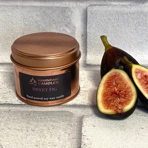 Sweet Fig Scented Candle, Soy Wax, Tin Container Candle, Fruit Scented ...