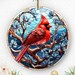 Cardinal Ornament | Stained Glass Design | Christmas Ornament | Round ...