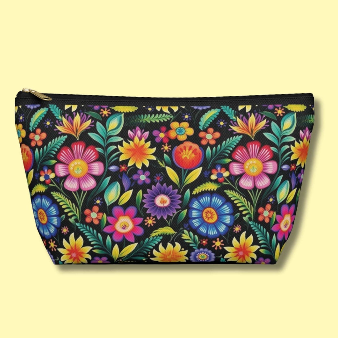 Mexican Floral Accessory Pouch | Floral Cosmetics Case | Pencil Case ...