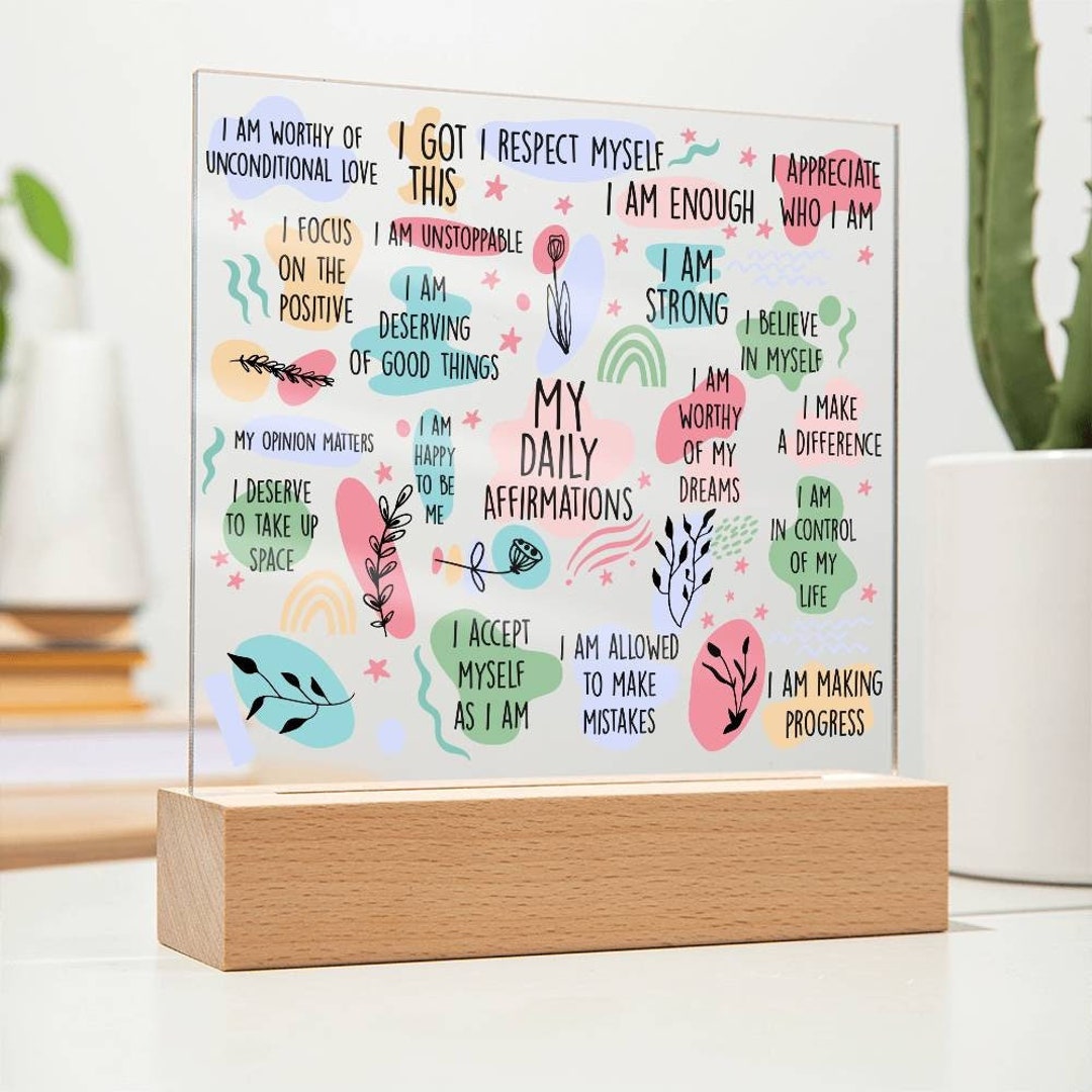 Daily Affirmations Acrylic Plaque: Motivational Message, Self-care Gift ...