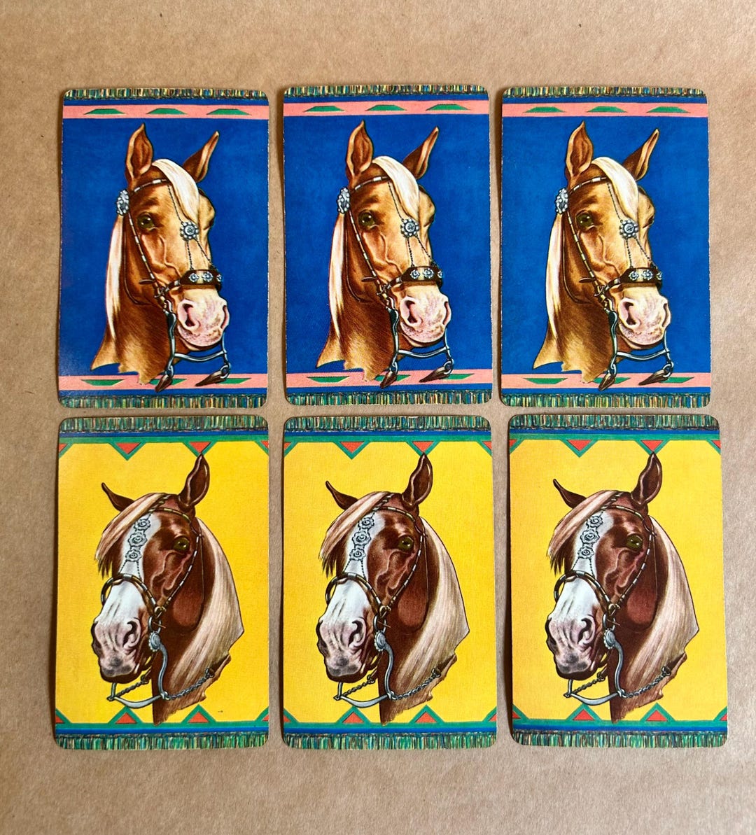 6 Midcentury Horse Playing Card Singles - Etsy