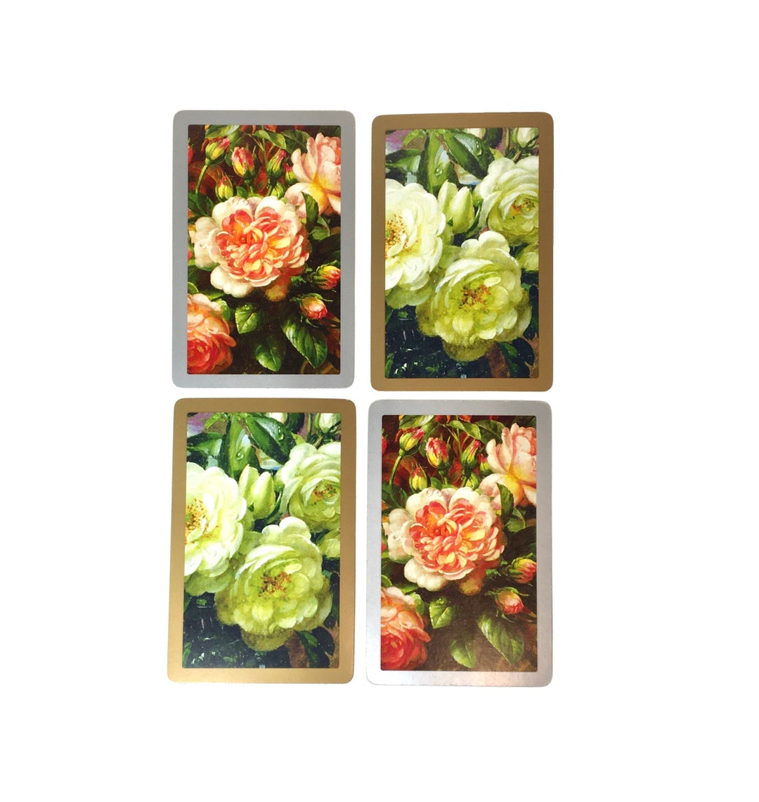 4 Vintage Swap Cards: Rose Garden - Etsy
