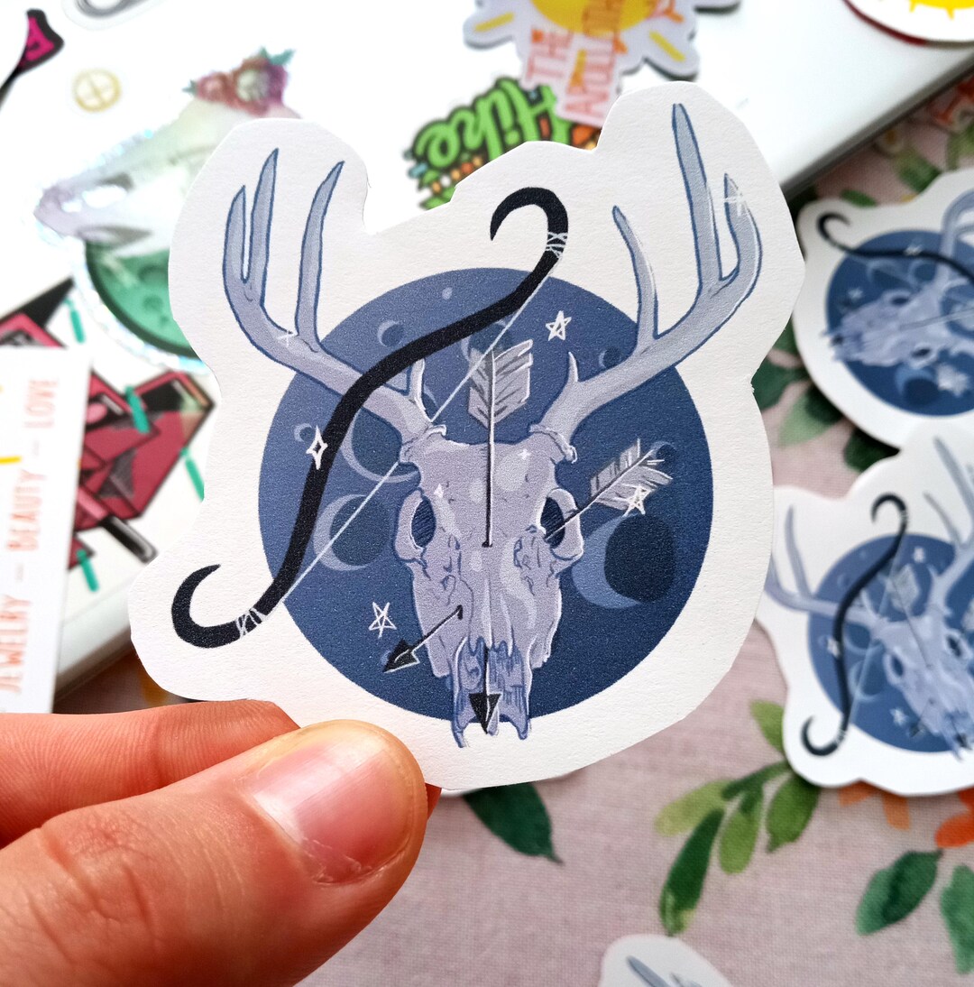 Artemis' Stag Devotional Sticker - Etsy