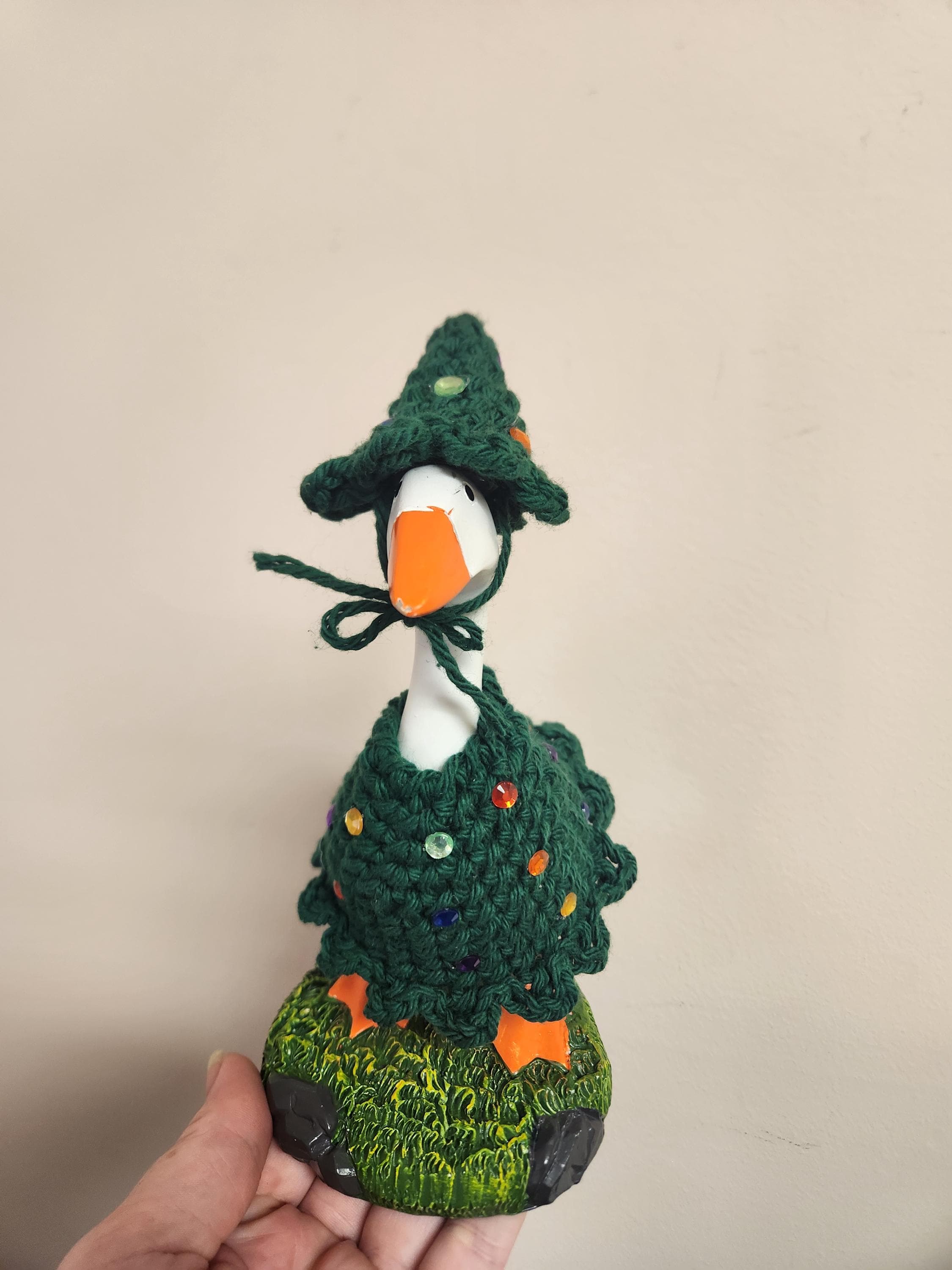 Desk Goose Rainbow Christmas Tree Hat and Dress Set, Cute Desk Goose ...