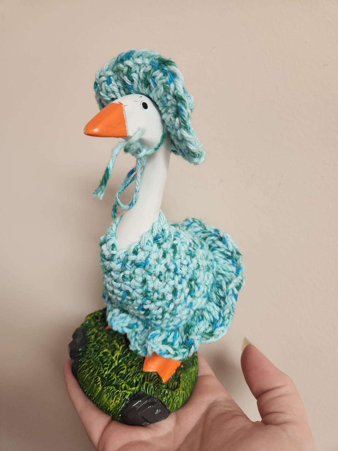 Desk Goose Green and Blue Hat and Dress Set, Cute Desk Goose Decoration ...