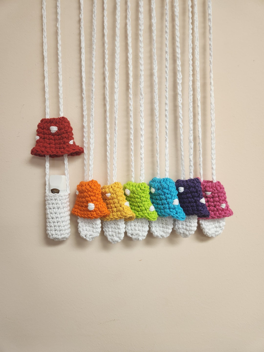 Rainbow Velvet Mushroom Lume Rip Pod Holder and Necklace, Handmade Lume ...