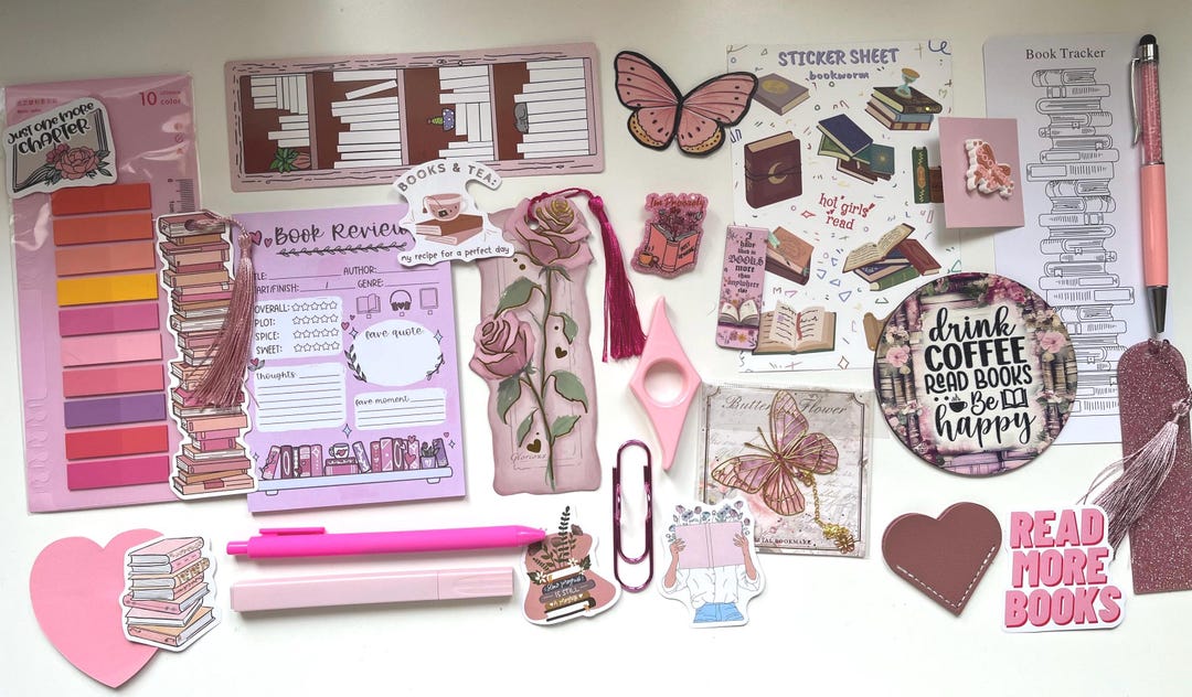 Large Pink 20pc Bookish Bundle - Book Lover Gift Stationary Bundle ...