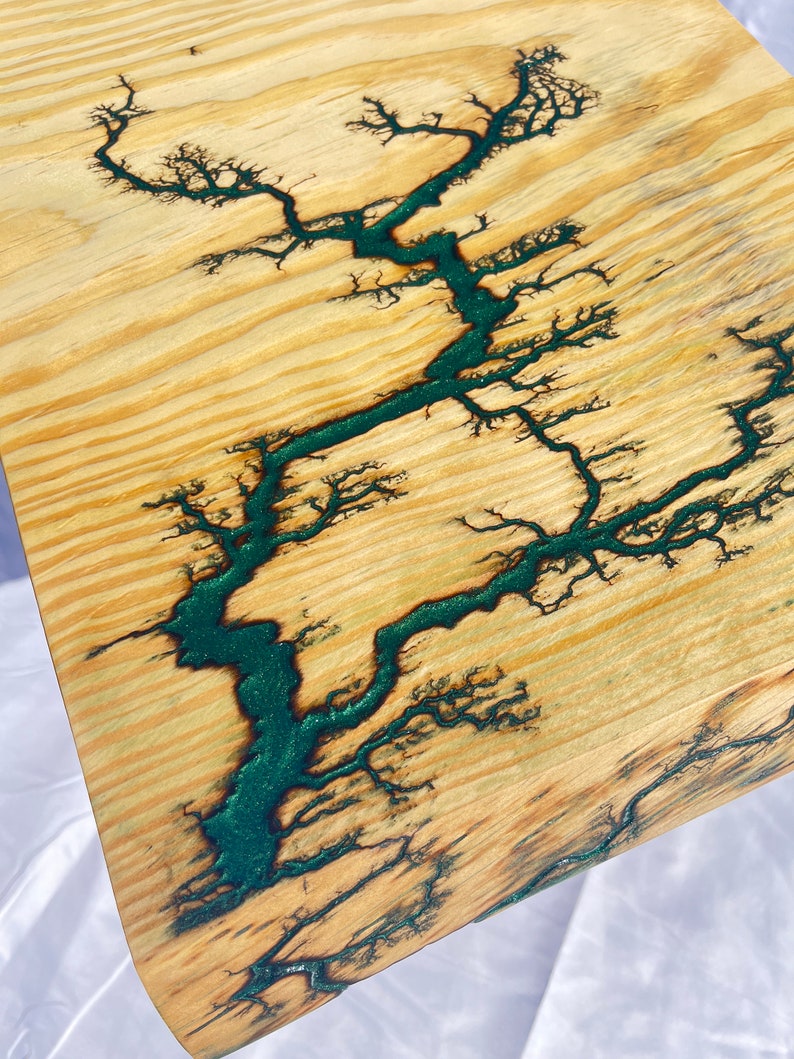 Rustic Emerald Fractal Live Edge Table W/emrald Epoxy Inlay - Etsy