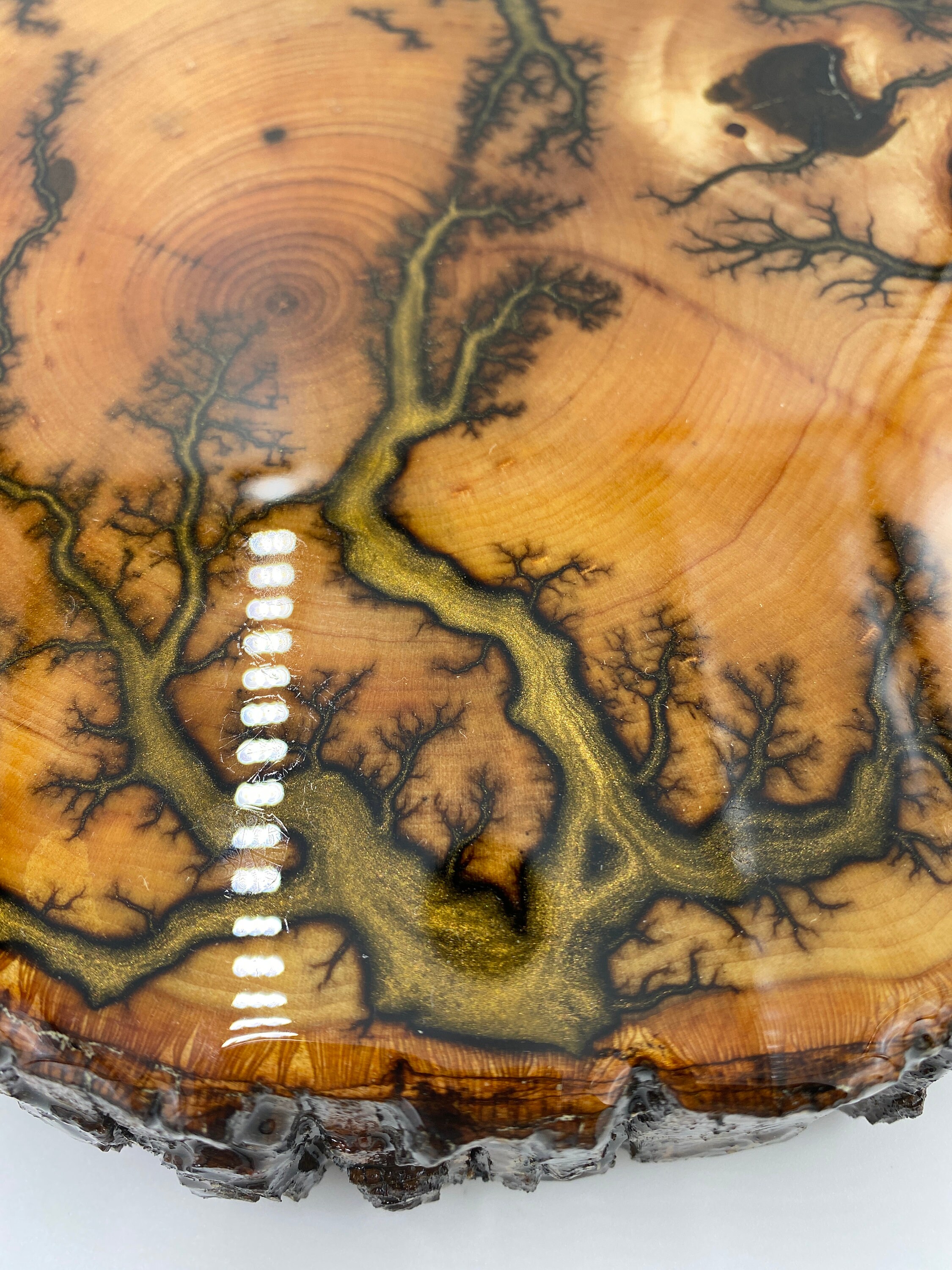 Fractal Table Center W/gold Epoxy Inlay - Etsy