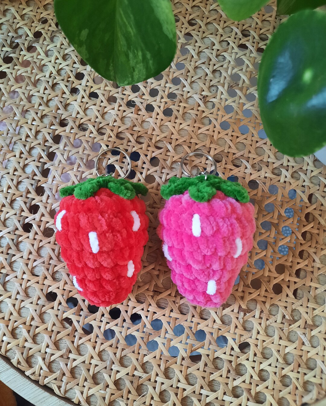 Soft Squishy Crochet Strawberry Keyring - Etsy