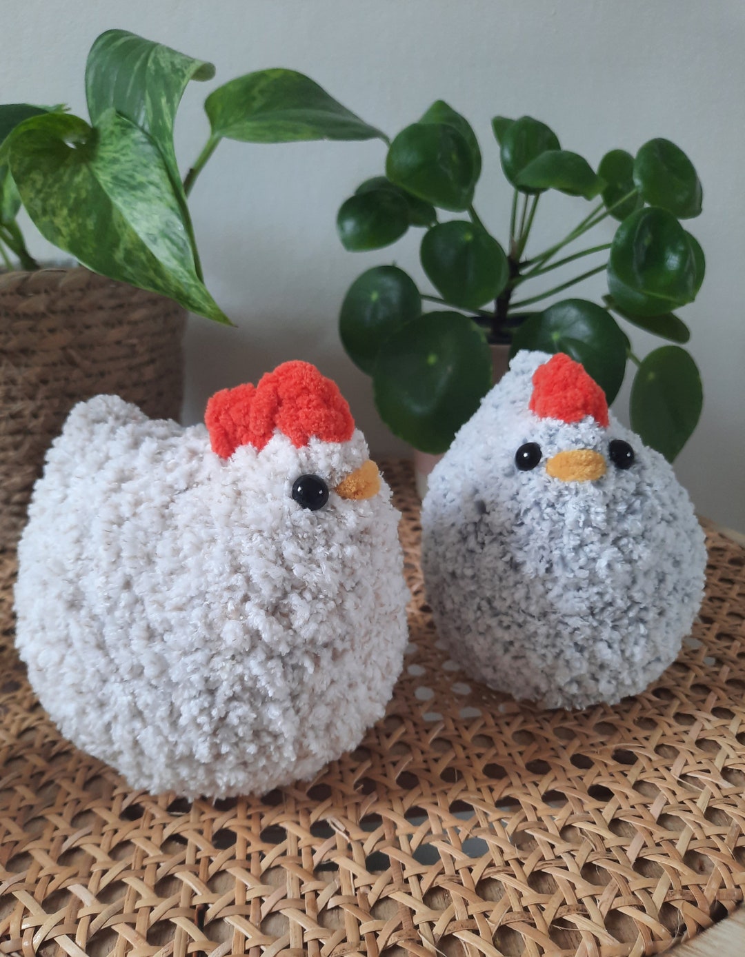 Fluffy Speckled Crochet Chicken Hen Plushie Friend - Etsy