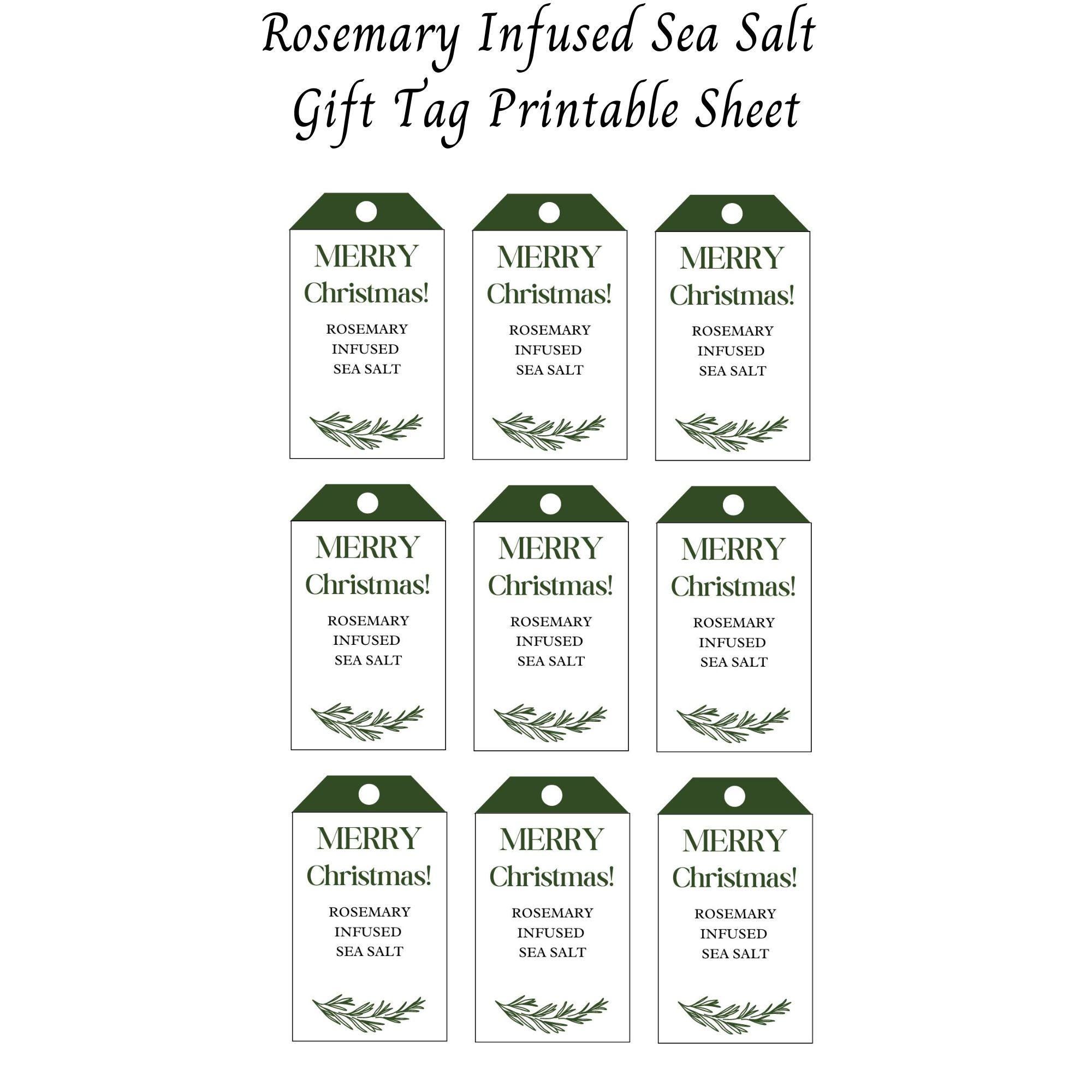 Rosemary Infused Sea Salt Printable Gift Tag, Herb Salt Gift Tag ...
