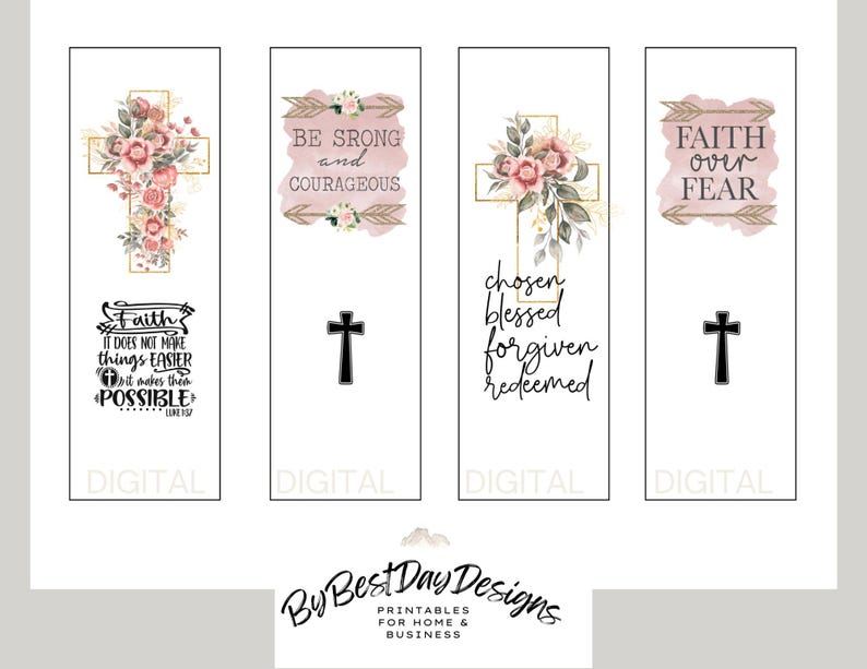 Scripture Bookmarks Printable, Printable Bible Verse Bookmarks Set of 4 ...