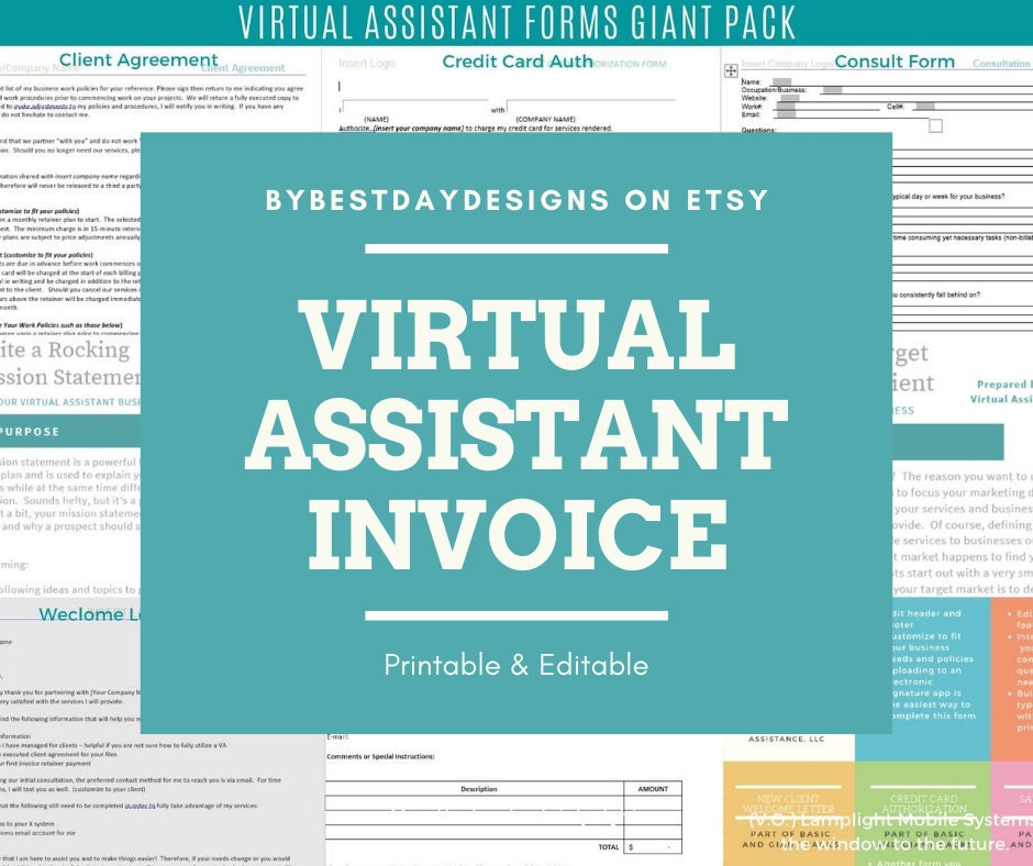Virtual Assistant Invoice Template Virtual Assistant Business | Etsy