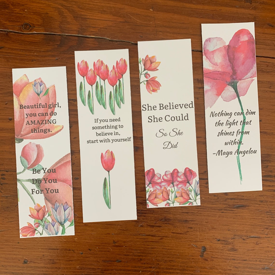 Floral Quote Bookmarks for Women: Inspiring Gift Set (PDF) - Etsy
