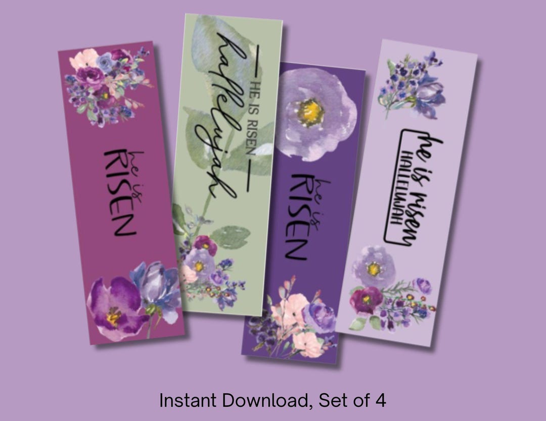 He is Risen Printable Bookmark Set — 4 High-resolution Easter Gift ...