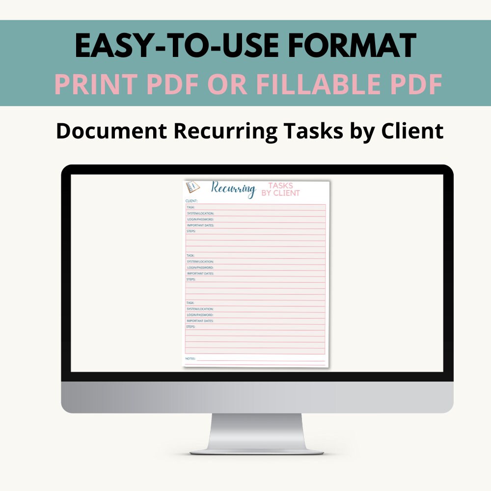 Editable Task List, Printable Weekly Task List by Client, Virtual ...