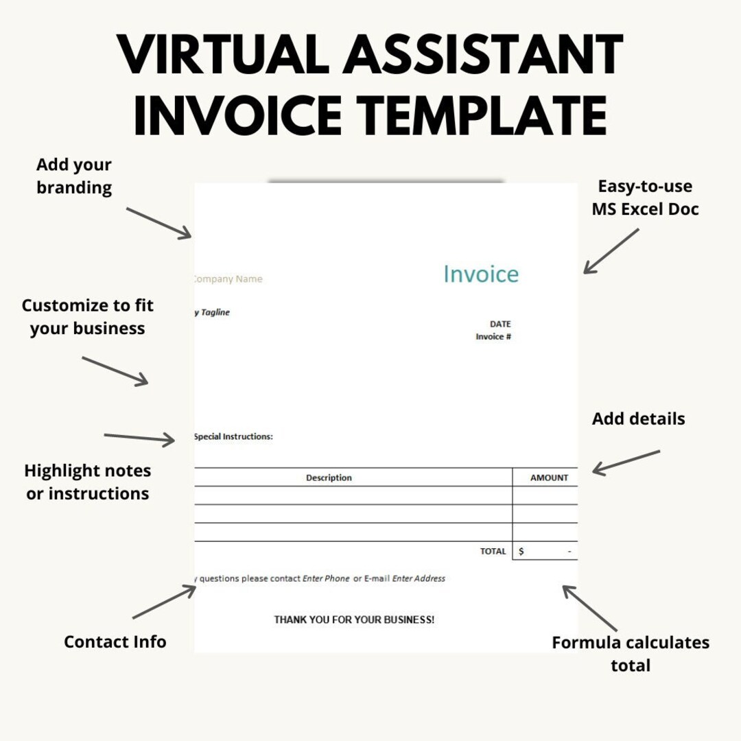 Virtual Assistant Invoice Template Virtual Assistant Business - Etsy