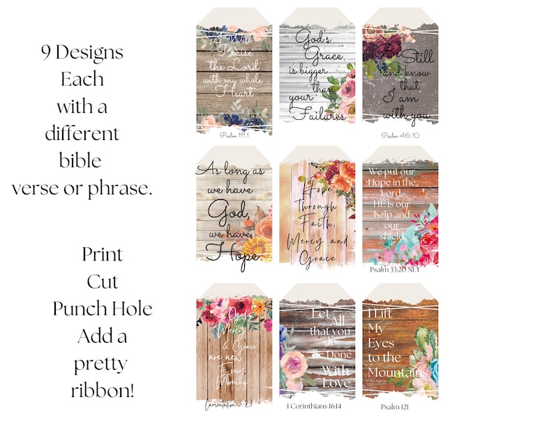 Bible Gift Tags, Bible Verse Gift Tags, Bible Tags, Scripture Bookmark ...