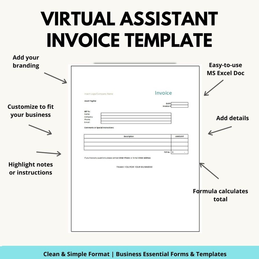 Virtual Assistant Invoice Template, Virtual Assistant Business Forms ...