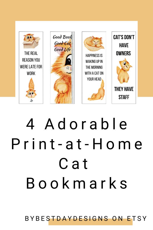 Cat Lover Gifts Cat Bookmarks Printable Set of 4 Cute Cat - Etsy