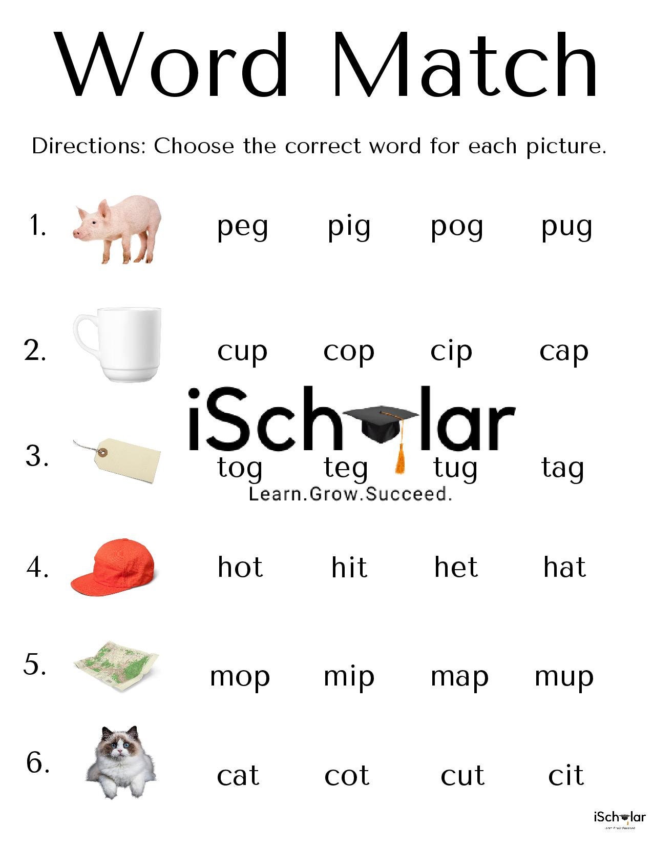 CVC Word Match Phonics Worksheet Bundle - Etsy