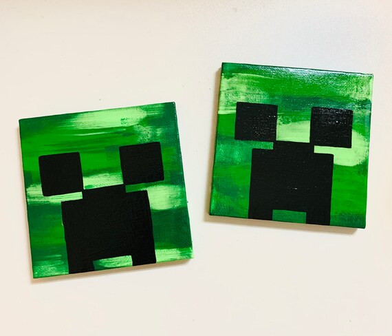 Minecraft Creeper Face 4 X 4 Painting - Etsy
