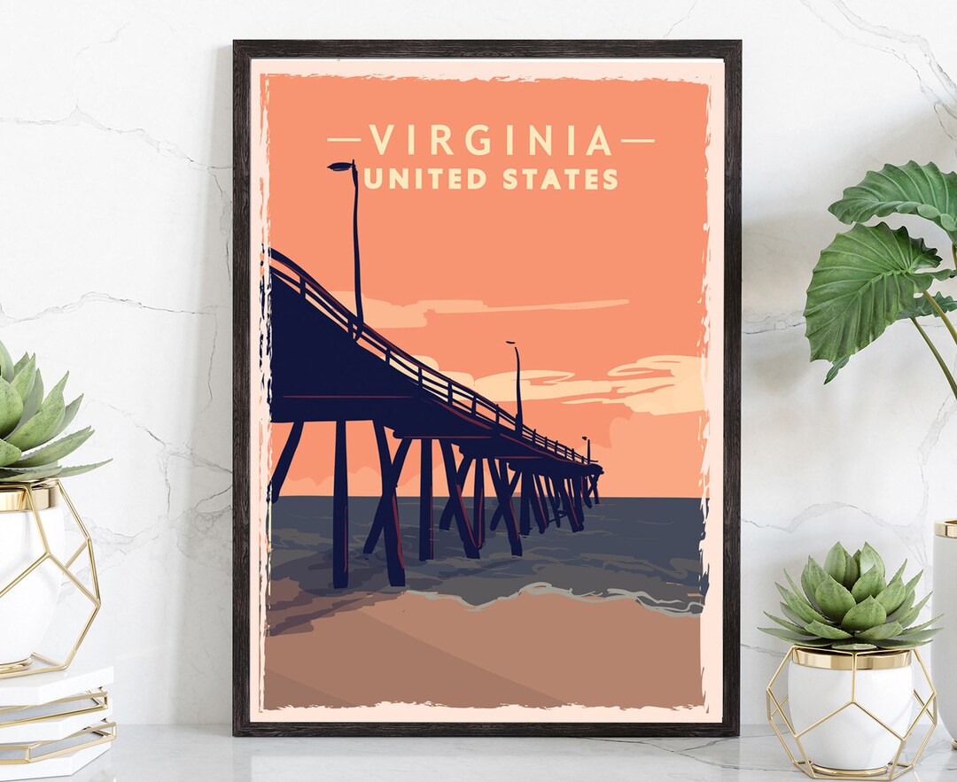 Retro Style Travel Poster, Virginia Vintage Rustic Poster Print, Home ...