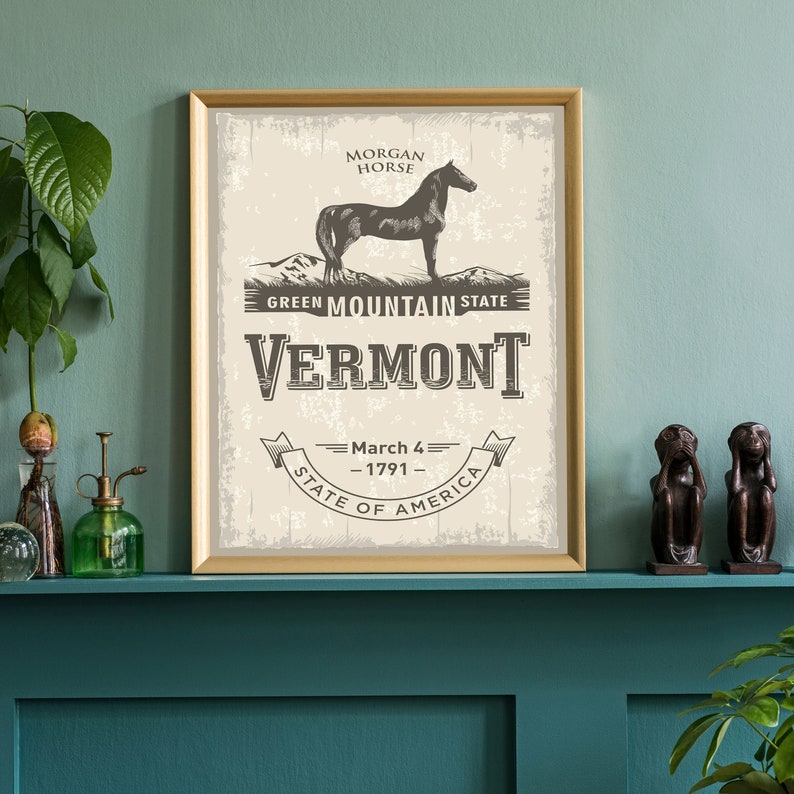 VERMONT State Morgan Horse Symbol Poster Green Mountain State - Etsy