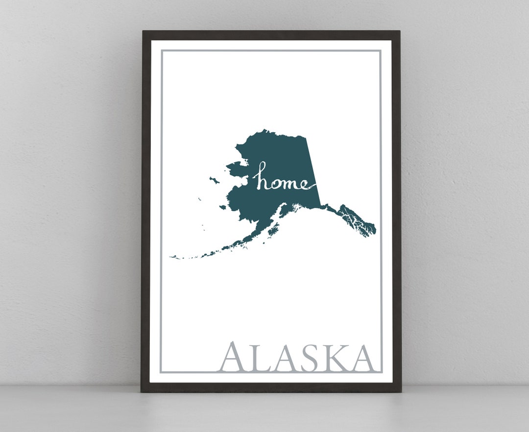Alaska Map Wall Art, Alaska Modern Map Poster Print, City Map Wall ...
