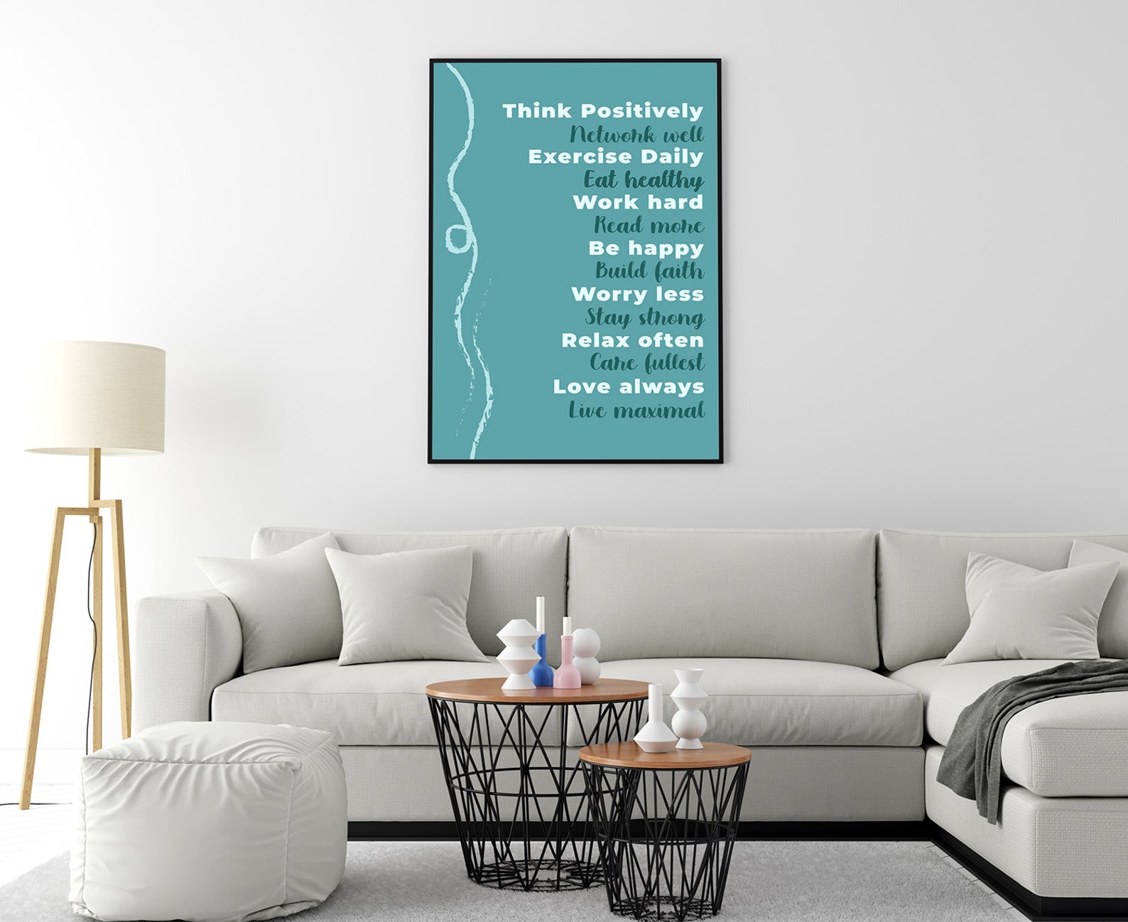 Think Positively Network Well, Quote Poster Print, Home Office Dorm ...